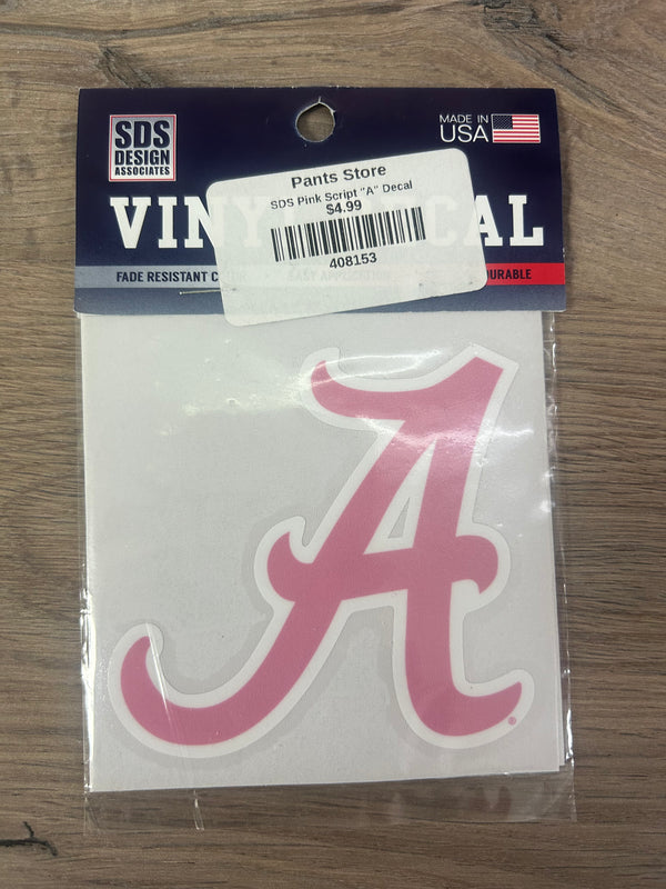 SDS Pink Script "A" Decal - Pants Store